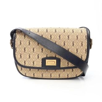 Saint Laurent Sac bandouli&egrave;re en toile et cuir Monogram Allover Pre-owned - Femme - Pre-owned - Beige - Taille: ONE Size