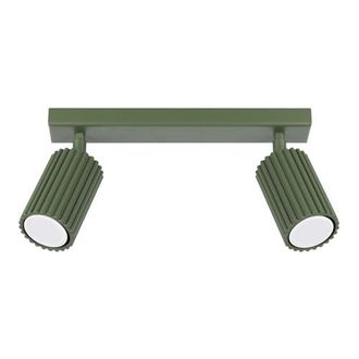 Sollux Lighting Plafonnier LED - Spot de Plafond - en Aluminium - 2 Abat-jours - 30 x 6,5 x 16,5 cm - Karbon Vert Olive