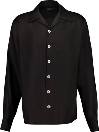 Dolce & Gabbana Homme, Chemises, Noir, Taille: L Hawaii Linen Canvas Shirt