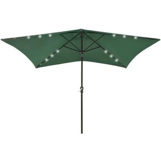 vidaXL Vidaxl - Parasol de jardin avec led et m&acirc;t en acier Vert 2x3 m