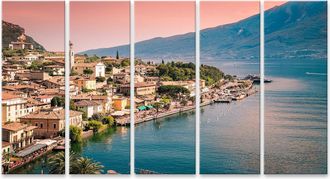 Islandburner Prime Bild auf Leinwand Panorama Limone Sul Garda Gardasee Italien Kleinstadt Wandbild Poster Leinwandbild GDJA