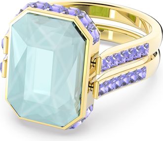 Swarovski Orbita ring, Octagon cut, Multicolored, Gold-tone plated