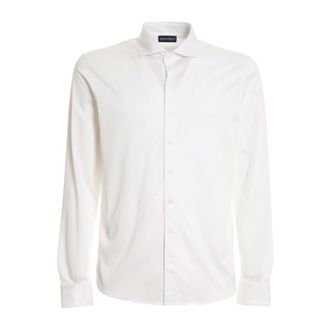 Paolo Fiorillo Homme, Chemises, Blanc, Taille: 3XL Chemise Blanche en Jersey de Coton Fashion Fit