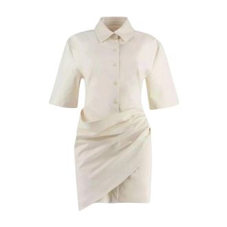 Jacquemus Elfenbeinfarbenes Mini-Hemdkleid - - Dresses - Damen - Wei&szlig; - 3XS