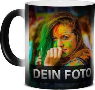 Tassendruck Tasse selbst gestalten/Personalisierbar mit eigenem Foto oder Text Bedrucken/Thermoeffekt/Farbwechseltasse/Magic Cup/Motivtasse/Werbetasse/Zaubertasse