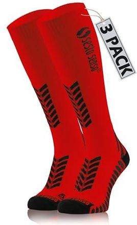 Sesto Senso 3 Paia Chaussettes Contention Femme Homme Compression Sport Course 43-47 3 pack Rouge