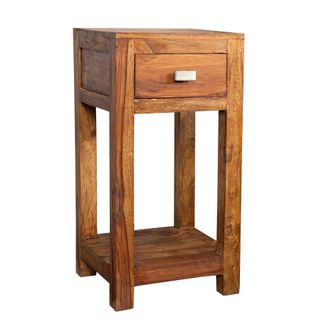 Invicta Interior Massiver Design MAKASSAR Beistelltisch Sheesham 70cm Stone Finish Nachttisch Telefontisch Tisch