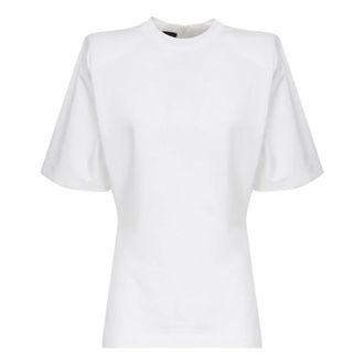 Pinko Pinko, Femme, Tops, Blanc, Taille: 36 FR Pull en Jersey Blanc &agrave; Demi-Manches