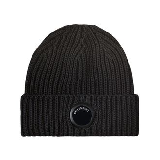 C.P. Company Extrafine Merino Wool Logo Beanie - - Accessories - Herren - Schwarzk - ONE SIZE