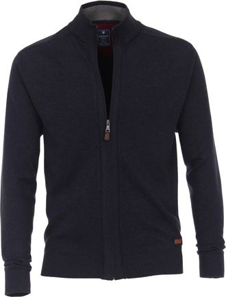 Redmond Herren Melange Strickjacke unifarben Hoher 100% Baumwolle XXX-Large Nachtblau