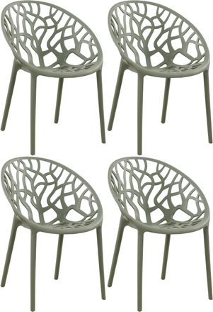 Clp 4er Set Gartenstühle Hope Kunststoff I Stapelstühle wetterfest und UV-beständig I Outdoorstühle pflegeleicht I Sessel für draußen, Farbe:Oliv