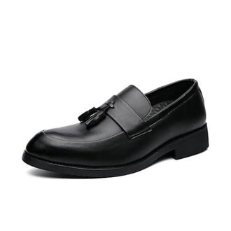 Generic Mocassins tendance &agrave; enfiler confortables &agrave; bout pointu pour homme - Chaussures habill&eacute;es antid&eacute;rapantes pour le travail ou le bureau, Noir, 42 2/3 EU