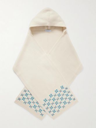 Calle Del Mar &Eacute;charpe &Agrave; Capuche En Cachemire Jacquard Winter - Cr&egrave;me