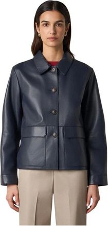 Brooks Brothers Femme, Vestes, Bleu, Taille: 44 FR Veste Chemise en Cuir