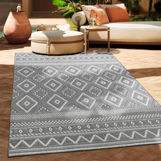 Paco Home Paco Home Outdoor Teppich Flachgewebe modern Boho Ethno wetterfest Au&szlig;enbereich 200x280 cm, Grau 2