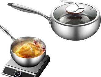 Generic Nonstick Frying | Deep Frying Pan with Lid,Titanium Coating Quick-Heating Flat Bottom Induction Cookware, Kitchen Accessories for Stir-Fry Dishes Soup