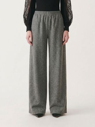 Fabiana Filippi Palazzo-Hose aus Wollmischung mit elastischem Bund und Schmuckdetail