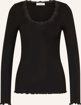 Rosemunde Longsleeve Babette Aus Seide Mit Spitzenbesatz schwarz