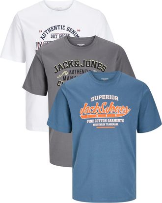 Jack & Jones Herren 3er-Set T-Shirts aus Baumwolle (Big Size Mix 17, 7XL)