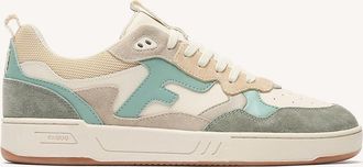 Faguo Baskets beige et bleu cuir