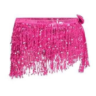 Generic Jupe &agrave; paillettes noire courte sexy &agrave; paillettes pour carnaval, danse du ventre, jupe &agrave; glands, jupe &agrave; paillettes, jupe de cowgirl, tenue rave, costum