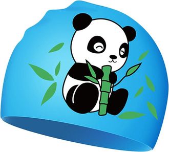 Generic Badekappe Kinder Silikon Schwimmkappe S&uuml;&szlig;e Cartoon Panda Druck Badekappen wasserdichte Badehaube Jungen M&auml;dchen Bequeme Silikonkappen Badekappekinder 