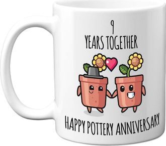 Stuff4 Tasse zum 9. Hochzeitstag, Geschenk für Männer und Frauen, 9 Jahre zusammen, Happy Willow Anniversary Hochzeit für Ehemann, Ehefrau, Mutter, Vater, Br