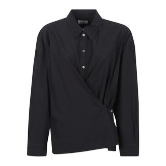 Christophe Lemaire Femme, Blouses et Chemises, Noir, Taille: 40 FR Straight Collar Twisted Shirt