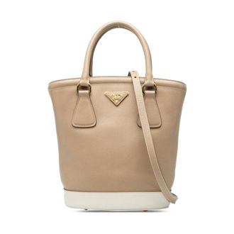 Prada Pre-owned Sac seau vintage en cuir Saffiano - Femme - Pre-owned - Brun - Taille: ONE Size