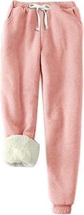 Generic Pantalon de surv&ecirc;tement ample doubl&eacute; en polaire avec bas cintr&eacute; pour homme, pantalon de surv&ecirc;tement d&eacute;contract&eacute; grande taille, taille haute, ample, co