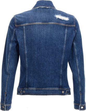 Dolce & Gabbana Distressed Stretch Denim Jacket - Blue