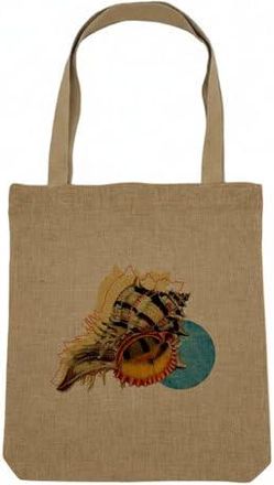 Fabulous Sac Shopping Tote Bag Aspect Lin - Coquillage Minimaliste Collage Biologie Illustration Ancienne - Sac de Courses Toile Epaisse 360g Beige Naturel Cab