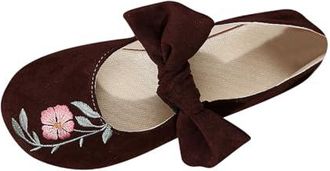 Generic Chaussures plates pour femme avec noeud et bout rond - Tendance - L&eacute;g&egrave;res et confortables - Respirantes - Coupe large - Chaussures Mary Jane - Pour le