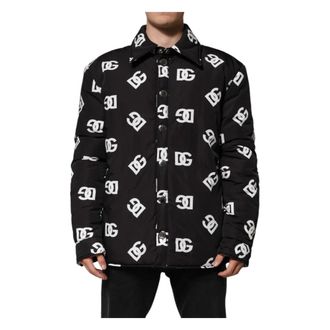 Dolce & Gabbana Schwarze Monogramm Nylon Windbreaker Jacke - - Jackets - Herren - Schwarzk - 2XL
