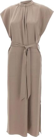 Filippa K Femme, Robes, Gris, Taille: 44 FR Belted Stand Collar Dress