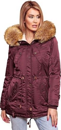 Navahoo Veste dhiver chaude pour femme - En fourrure de peluche - Parka - B399, rouge bordeaux, M