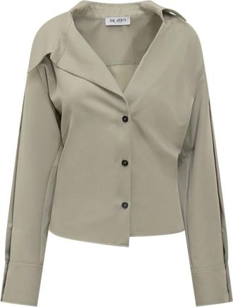 The Attico Femme, Blouses et Chemises, Vert, Taille: 38 FR Asymmetric Cotton Shirt