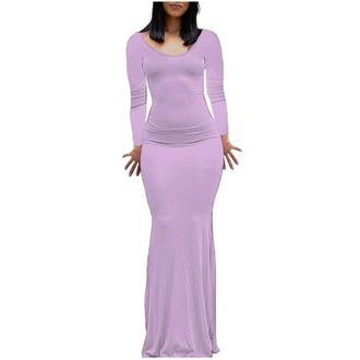 Generic Damen Spaghettitr&auml;ger Figurbetontes &Auml;rmellos Lange Einfarbig Slip Kleid Skims Maxikleid Fischschwanzkleider Cocktail Partykleid