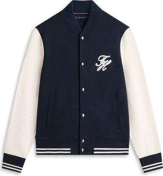 Tommy Hilfiger College-Sweatjacke mit Stickerei und Kontrast&auml;rmeln in