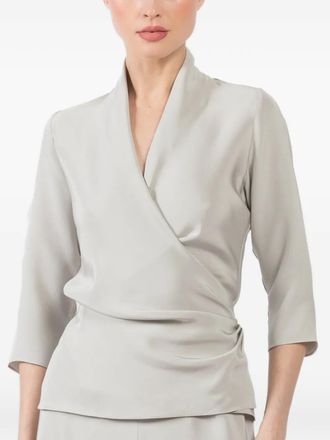 Peter Cohen three-quarter-sleeve wrap blouse - Grau