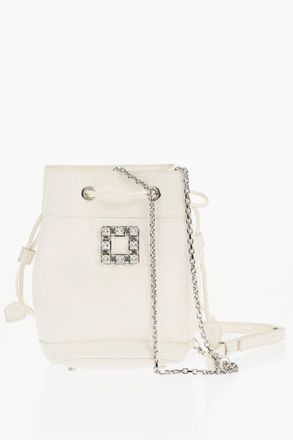 Roger Vivier Leather Bucket Bag TRES VIVIER AUMONIERE with Crystals Roger Vivier