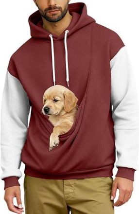 Generic Sweat &agrave; capuche &agrave; manches longues avec poche pour animal de compagnie, chat, chien, bordeaux, XXL