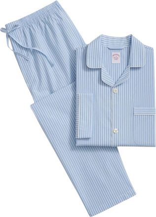 Brooks Brothers Homme, V&ecirc;tements de nuit et de d&eacute;tente, Bleu, Taille: XL Ensemble pyjama en coton &agrave; rayures broadcloth