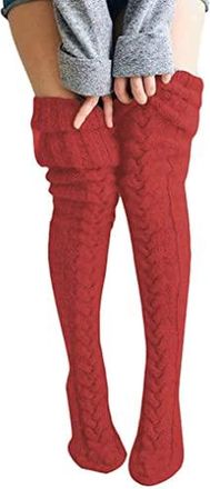 ORANDESIGNE Femme Hiver Chaud Laine Câble Tricot Chaussettes dHiver Chaussettes Hautes de Noël Chaussette Genou Haute Chaussettes Intérieur Accueil Chaussettes Lo