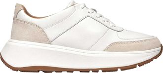 FitFlop Fit Flop - F-Mode Sneaker f&uuml;r Damen, Leder, flach geformter Absatz (Wei&szlig;)
