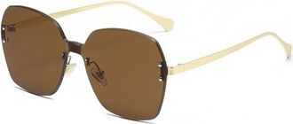 Generic Lunettes De Soleil Tendance &Agrave; Monture M&eacute;tallique Large For Hommes, Femmes, Vacances En Plein Air, Soir&eacute;es, Photographie(Brown)