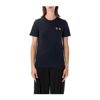 Maison Kitsun&eacute; Double Fox Head Regular T-Shirt - - Tops - Damen - Schwarzk - S