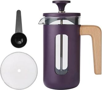 La Cafetière Pisa Kaffeebereiter für 3 Tassen, violett, langlebiger Edelstahl-Kolben, hitzebeständige französische Presse mit stilvollem Naturholzgriff, vielseitig