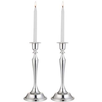 Nuptio Nuptio Silber Kerzenständer Kerzenhalter Stabkerze: 2 Stück 24.5cm Hoch Hochzeit Stabkerzenhalter Vintage Tischdekoration Party Mantel Weihnachtsdekor