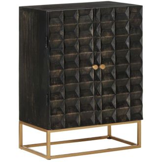 vidaXL Buffet Noir 55x34x75 cm Bois massif de manguier et fer Vidaxl